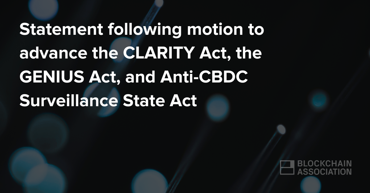 Statement following motion to advance the CLARITY Act, the GENIUS Act ...